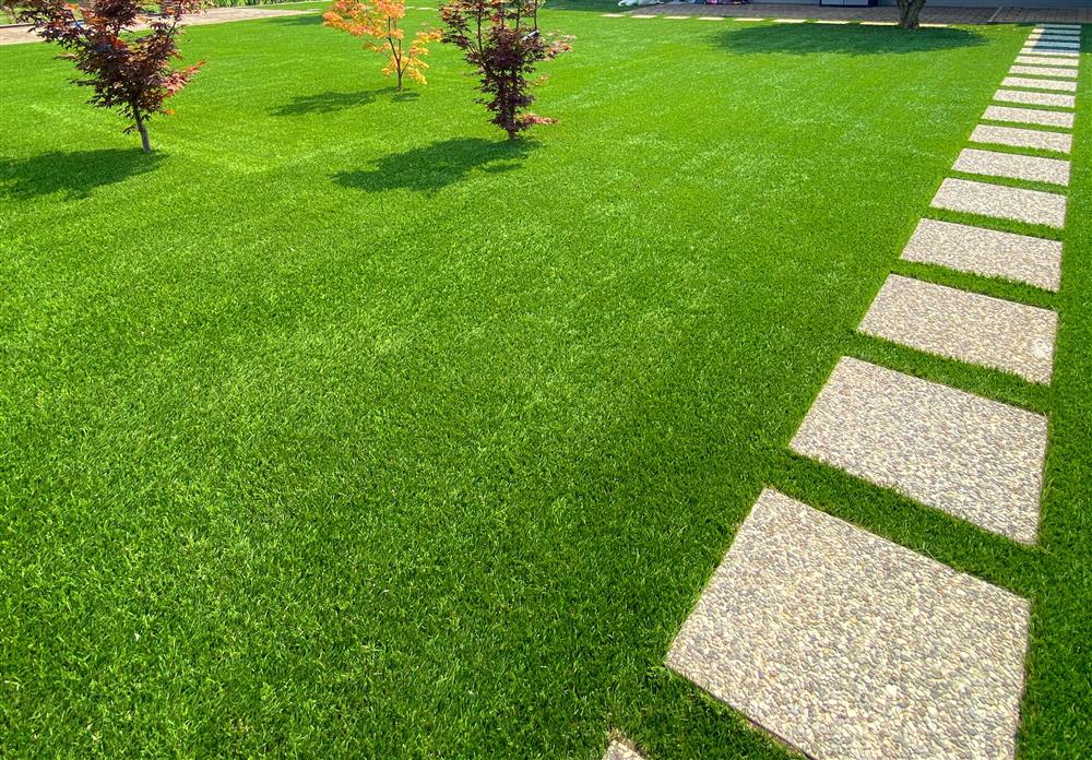 Prato sintetico giardino con vialetto